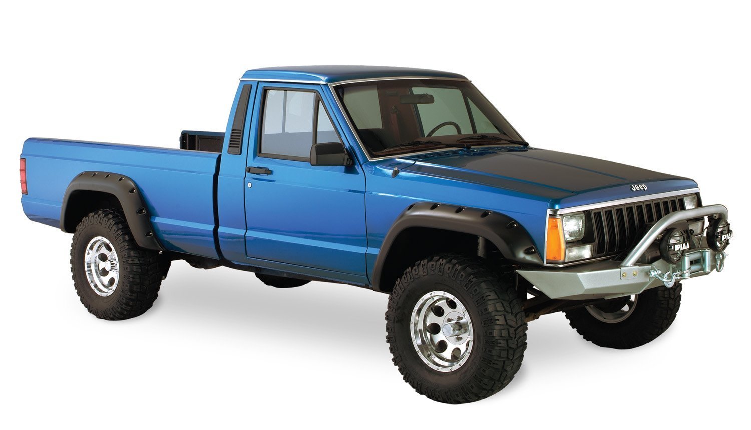 Bushwacker Jeep Cutout Pocket/Rivet Style Front & Rear Fender Flares | 4-Piece Set, Black, Textured Finish | 10912-07 | Fits 1984-2001 Jeep Cherokee, 2-Door Sport