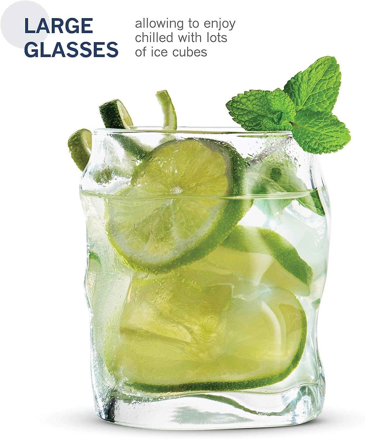 Bormioli Rocco Sorgente Double Old Fashioned Glasses, Set of 4,14.25 ounces