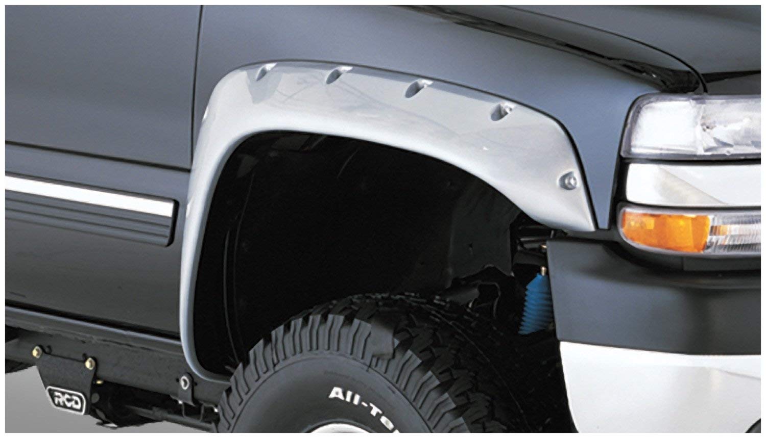 Bushwacker Cutout Pocket/Rivet Style Front Fender Flares | 2-Piece Set, Black, Smooth Finish | 40051-02 | Fits 1999-2006 Chevrolet/GMC Silverado/Sierra 1500; 2007 Silverado/Sierra 1500 Classic