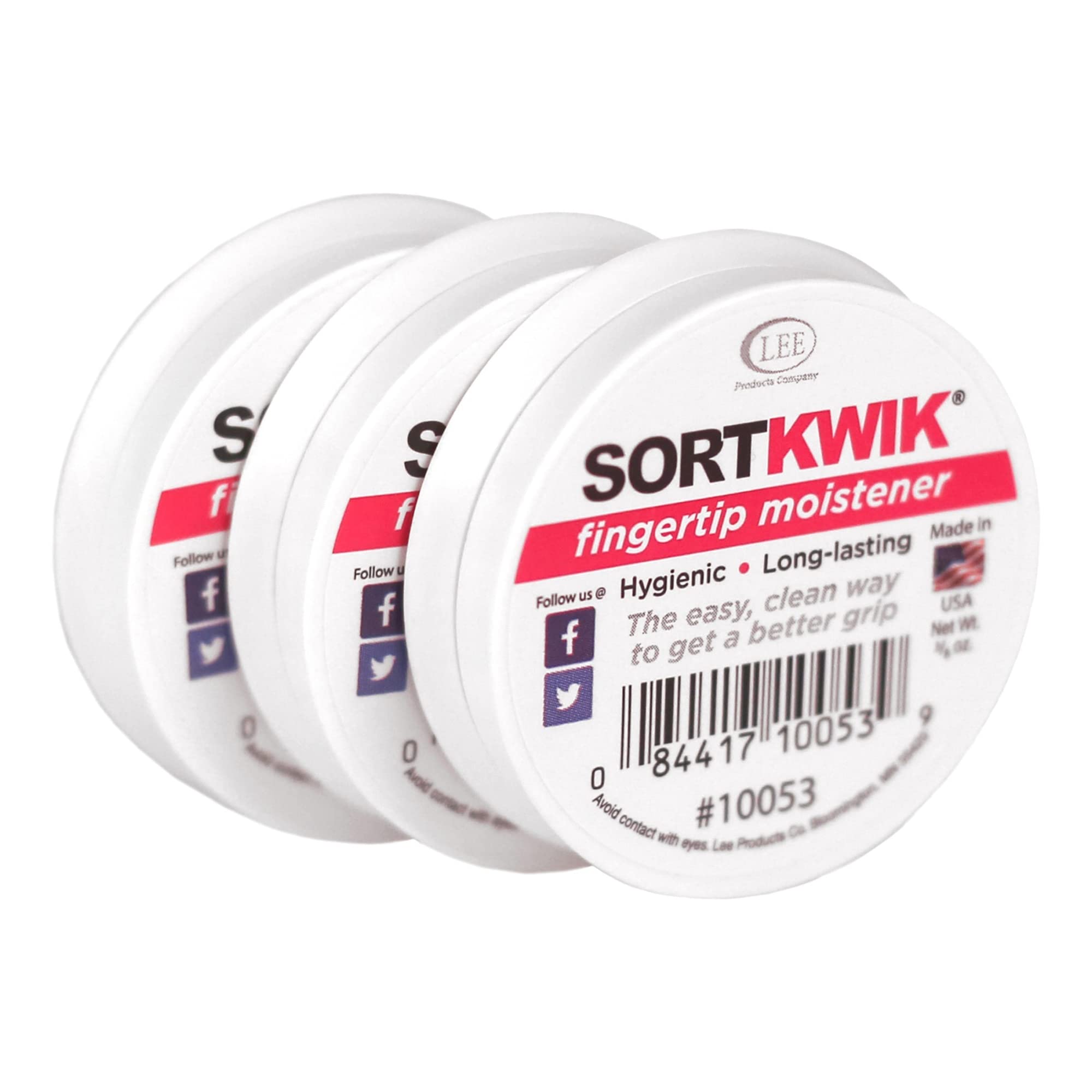 LEE 10053 Sortkwik Fingertip Moisteners, 3/8 oz, Pink (Pack of 3)