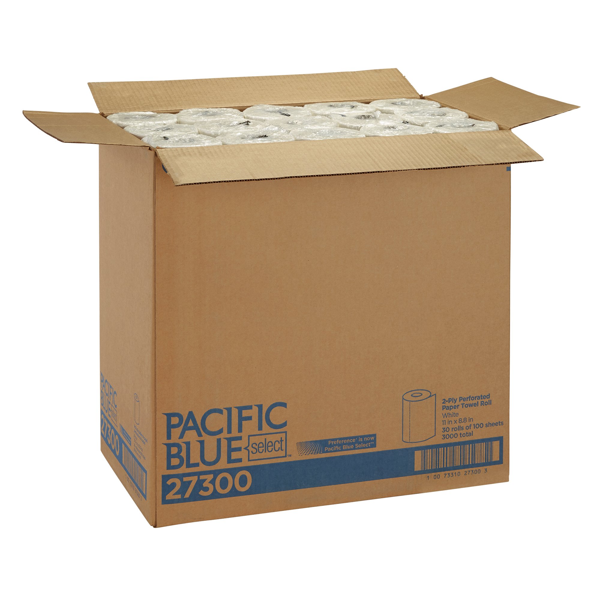 Pacific Blue Select 2-Ply Perforated Roll Paper Towels by Georgia-Pacific Pro, 100 Sheets Per Roll, 30 Rolls Per Case,white - 27300