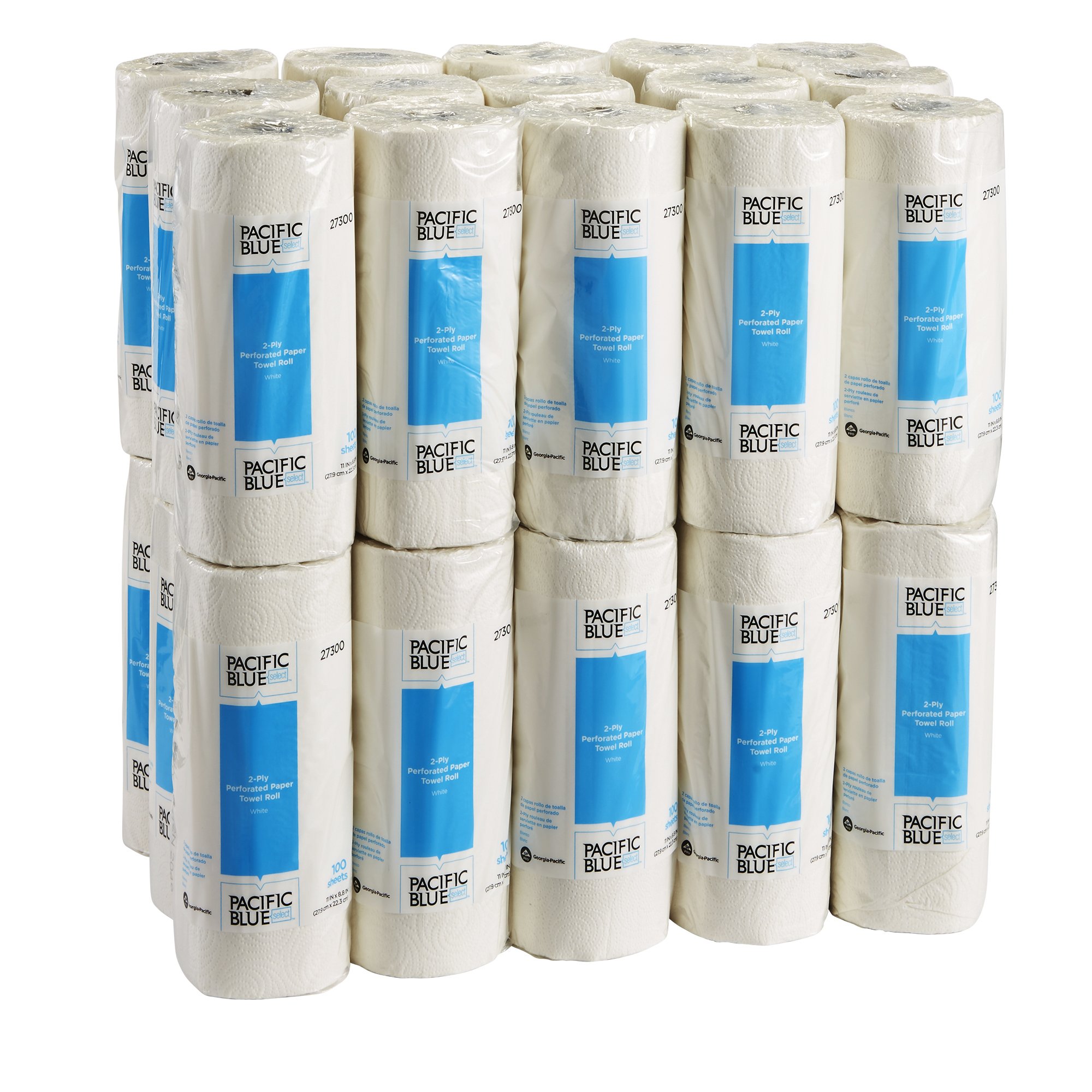 Pacific Blue Select 2-Ply Perforated Roll Paper Towels by Georgia-Pacific Pro, 100 Sheets Per Roll, 30 Rolls Per Case,white - 27300