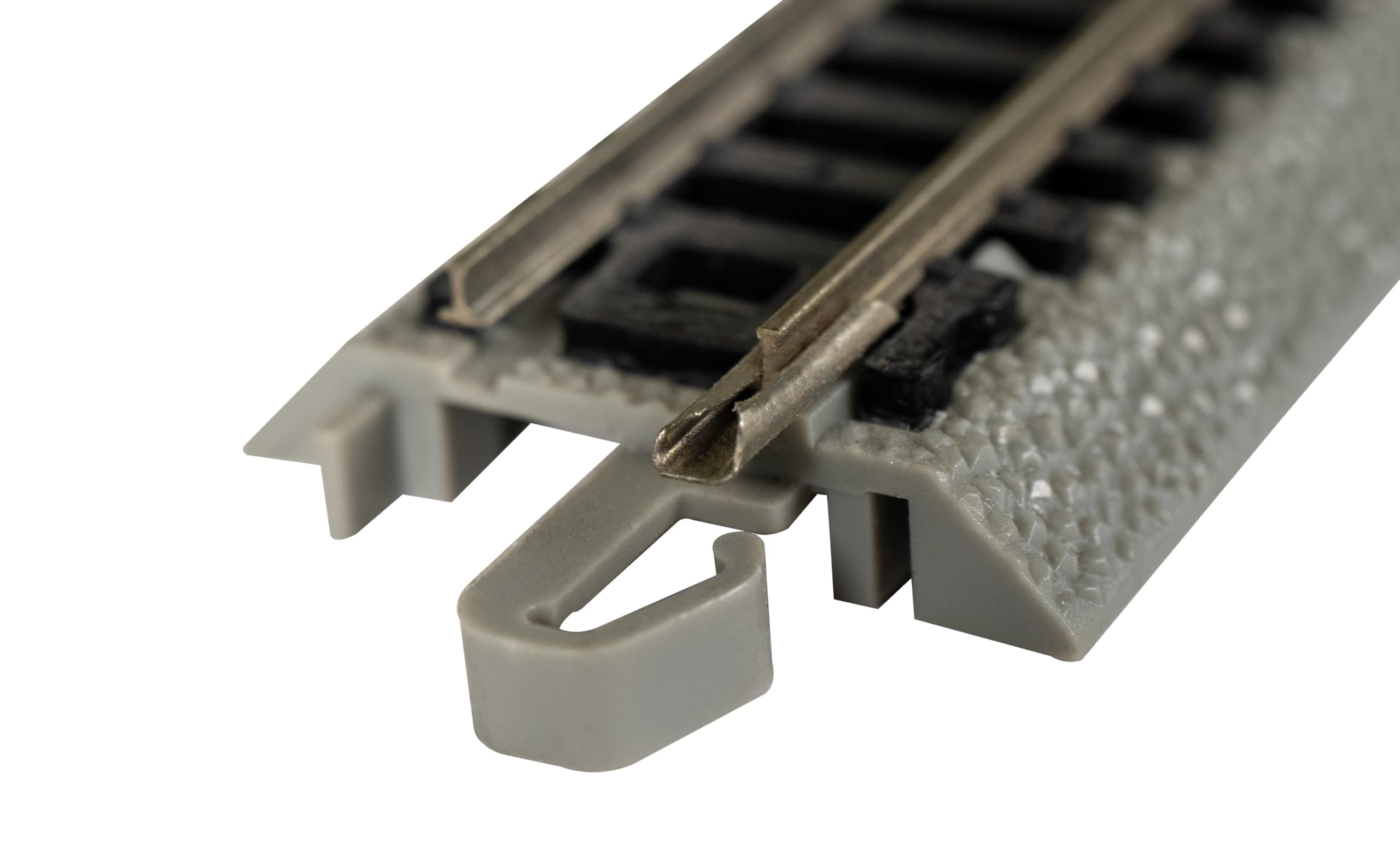 Bachmann Trains - Snap-Fit E-Z TRACK REMOTE TURNOUT - LEFT (1/card) - NICKEL SILVER Rail With Grey Roadbed - N Scale