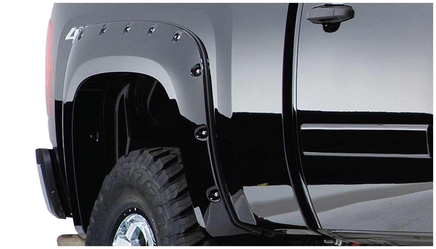 Bushwacker Cutout Pocket/Rivet Style Rear Fender Flares | 2-Piece Set, Black, Smooth Finish | 20018-11 | Fits 1987-1991 Ford Bronco, F-150, F-250/350 Super Duty
