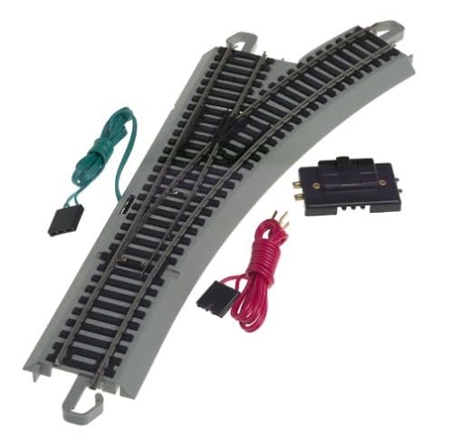 Bachmann Trains - Snap-Fit E-Z TRACK REMOTE TURNOUT - RIGHT (1/card) - NICKEL SILVER Rail With Gray Roadbed - HO Scale