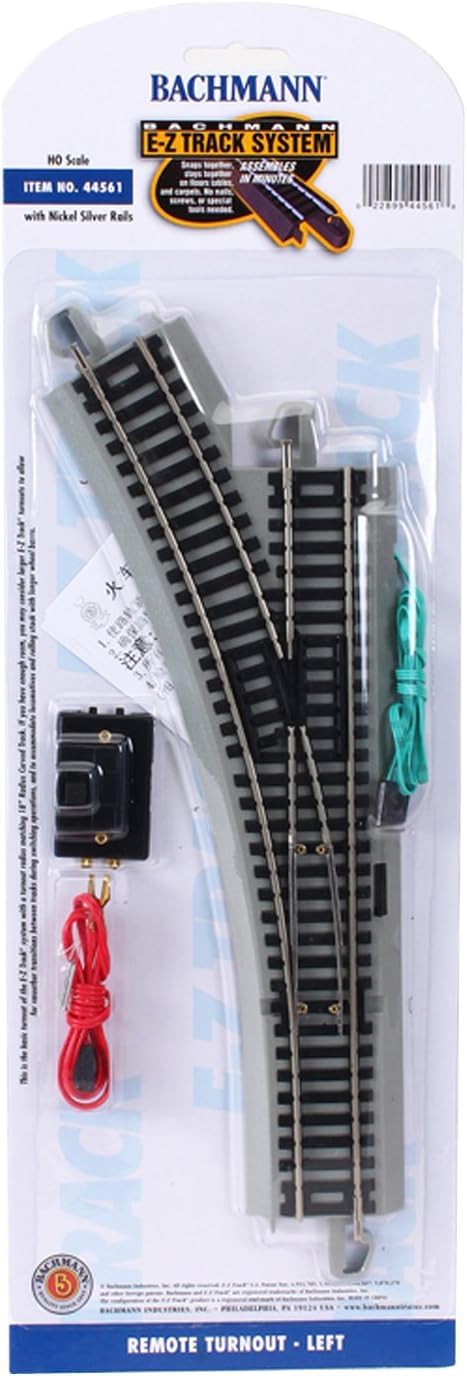 HO Scale Bachmann Trains Snap-Fit E-Z Track Remote Turnout - Left