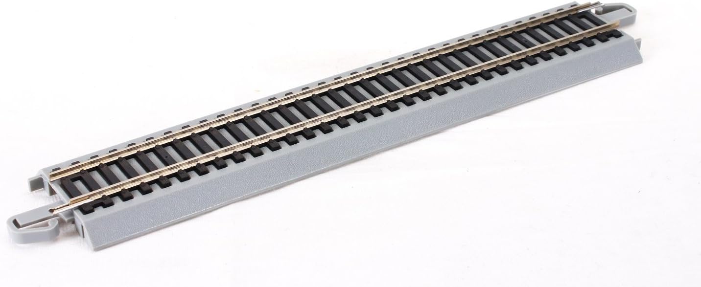 Bachmann Trains - Snap-Fit E-Z Track 9” Straight Track (4/card) - Nickel Silver Rail With Gray Roadbed - HO Scale
