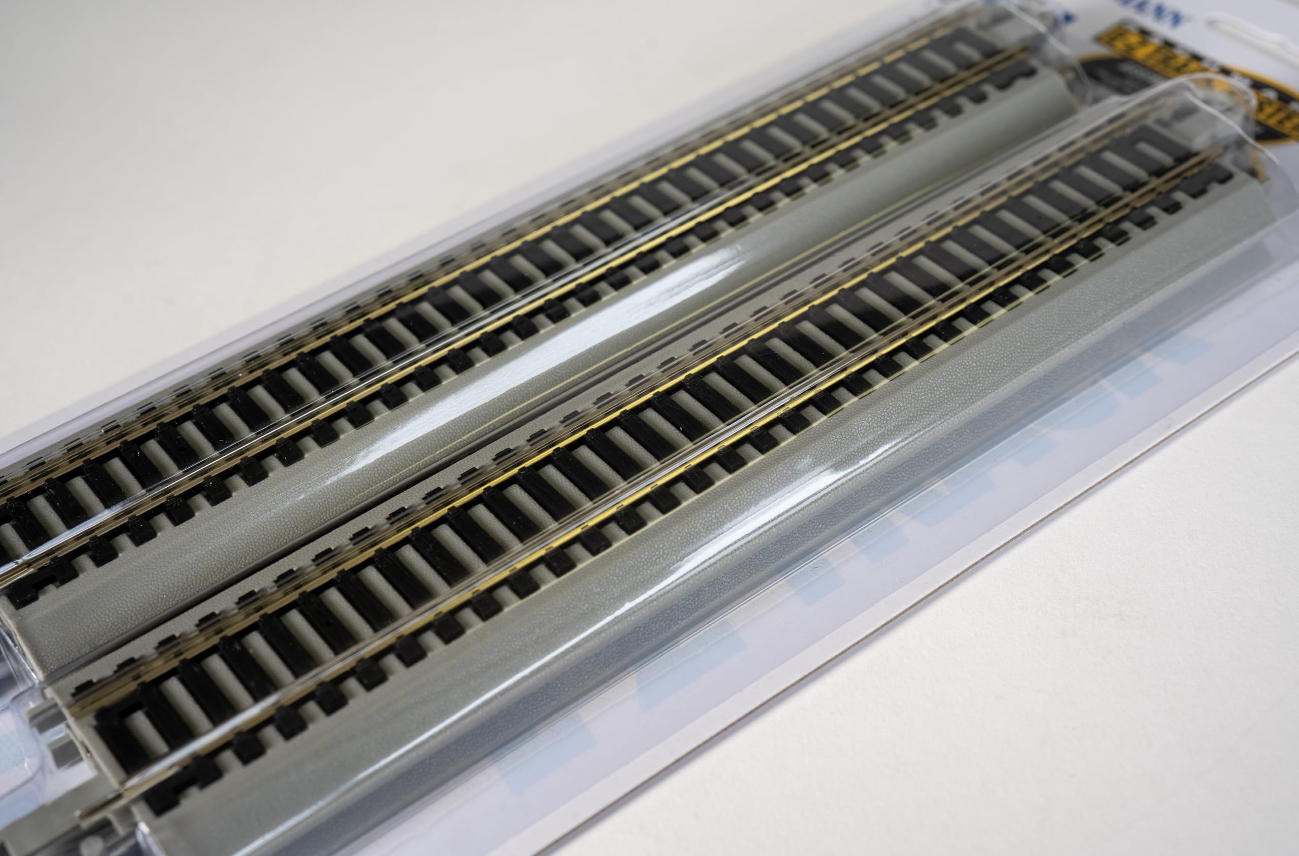 Bachmann Trains - Snap-Fit E-Z Track 9” Straight Track (4/card) - Nickel Silver Rail With Gray Roadbed - HO Scale
