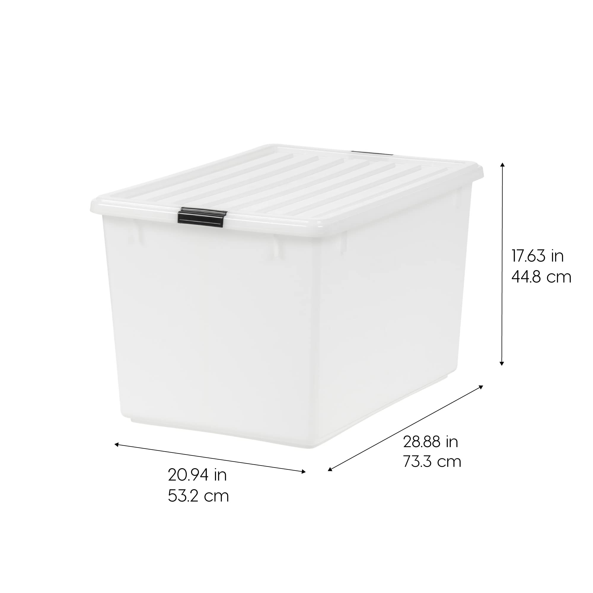 IRIS USA 132 Qt. Plastic Storage Container Bin with Secure Lid and Latching Buckles, 1 pack - Clear, Durable Stackable Nestable Organizing Tote Tub Box Sports General Organization Garage Extra Large