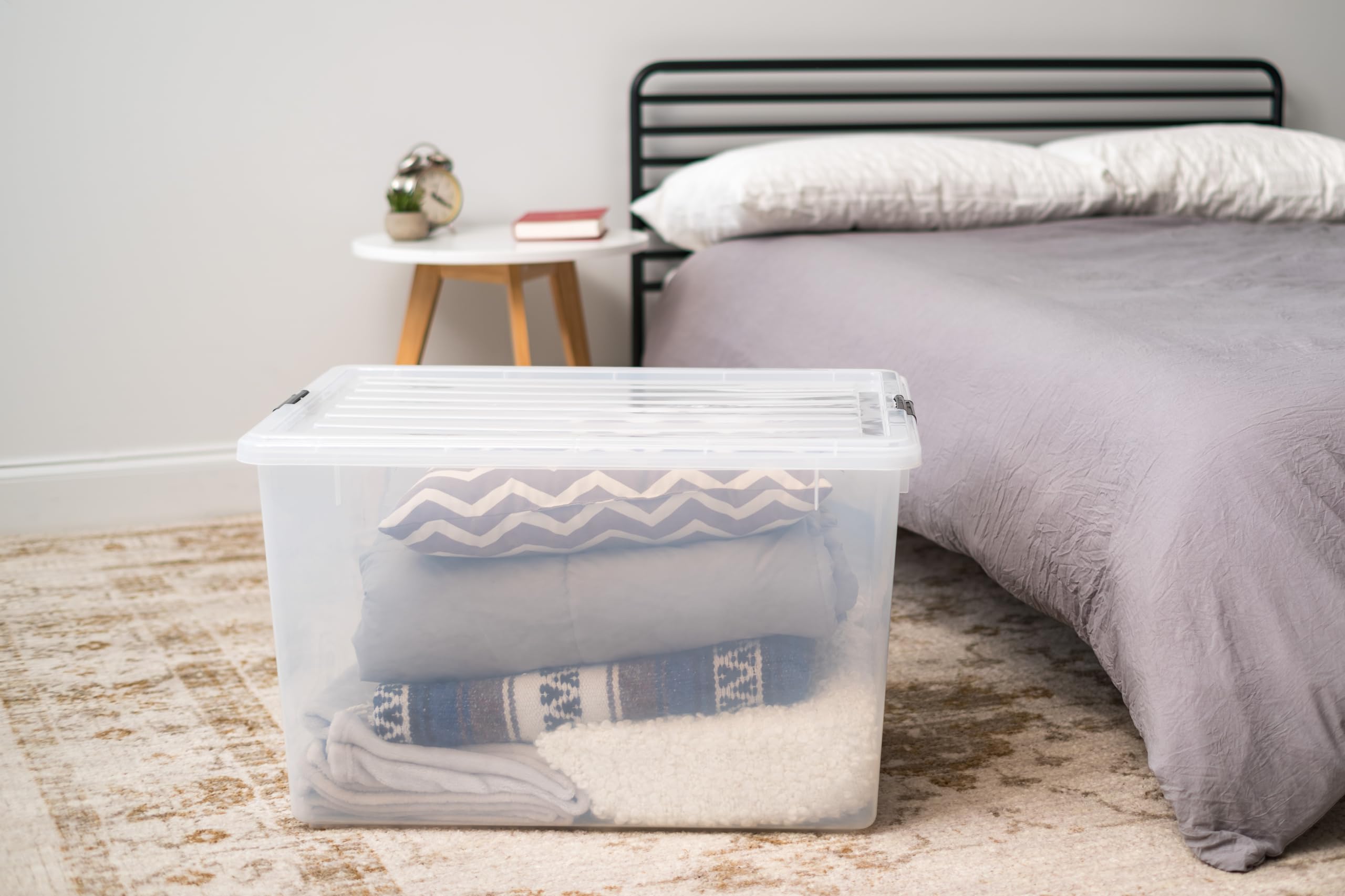 IRIS USA 132 Qt. Plastic Storage Container Bin with Secure Lid and Latching Buckles, 1 pack - Clear, Durable Stackable Nestable Organizing Tote Tub Box Sports General Organization Garage Extra Large