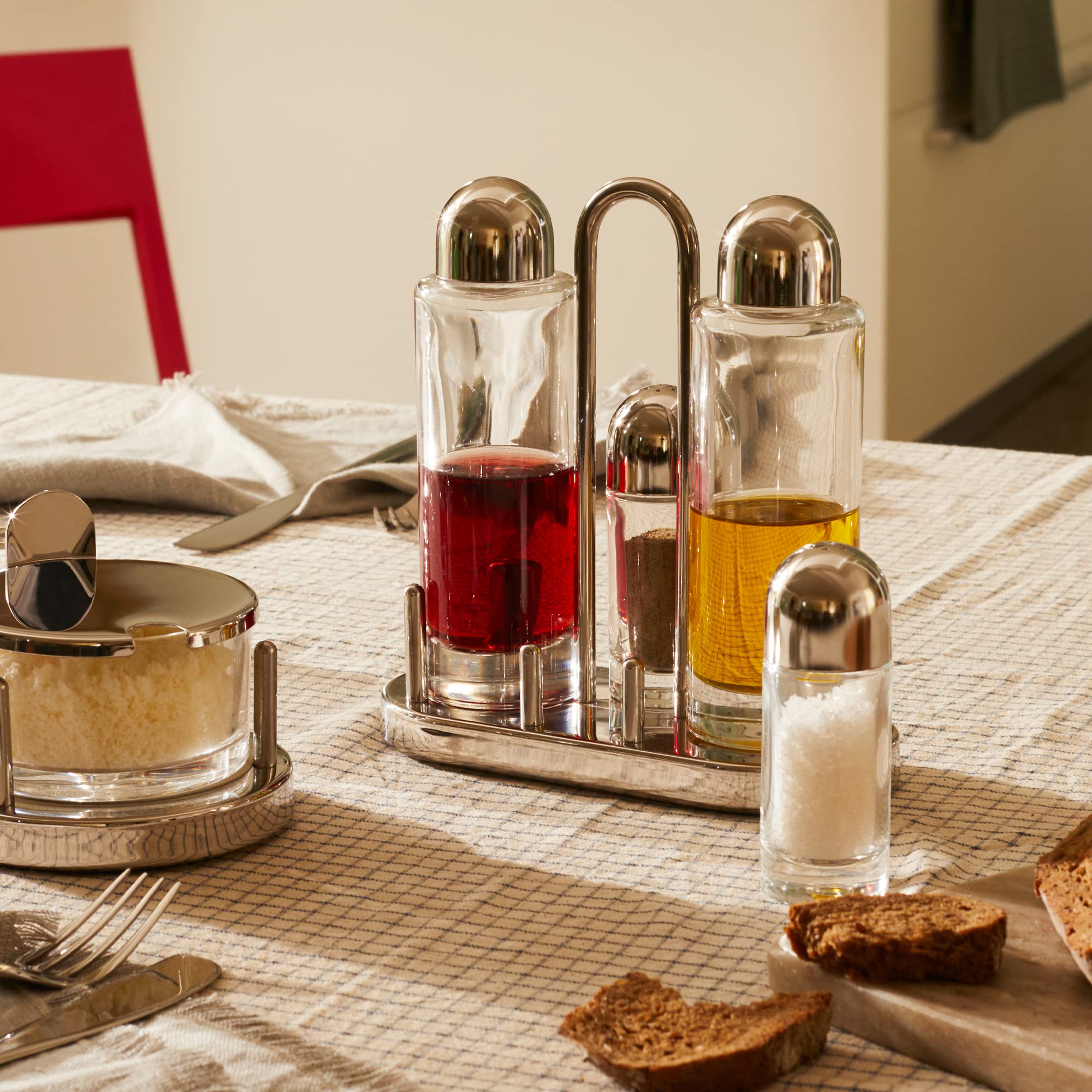 Alessi 4 Piece Condiment Set, Silver