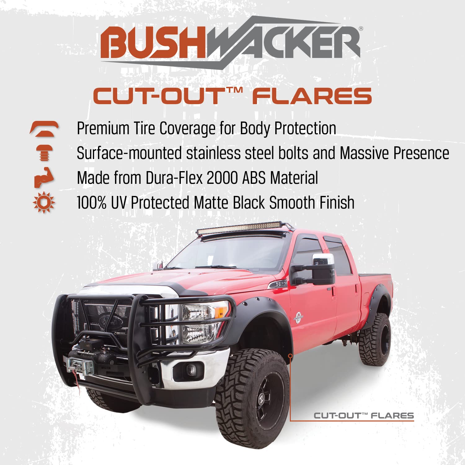 Bushwacker Cutout Pocket/Rivet Style Rear Fender Flares | 2-Piece Set, Black, Smooth Finish | 31020-11 | Fits 1989-1995 Toyota Pickup