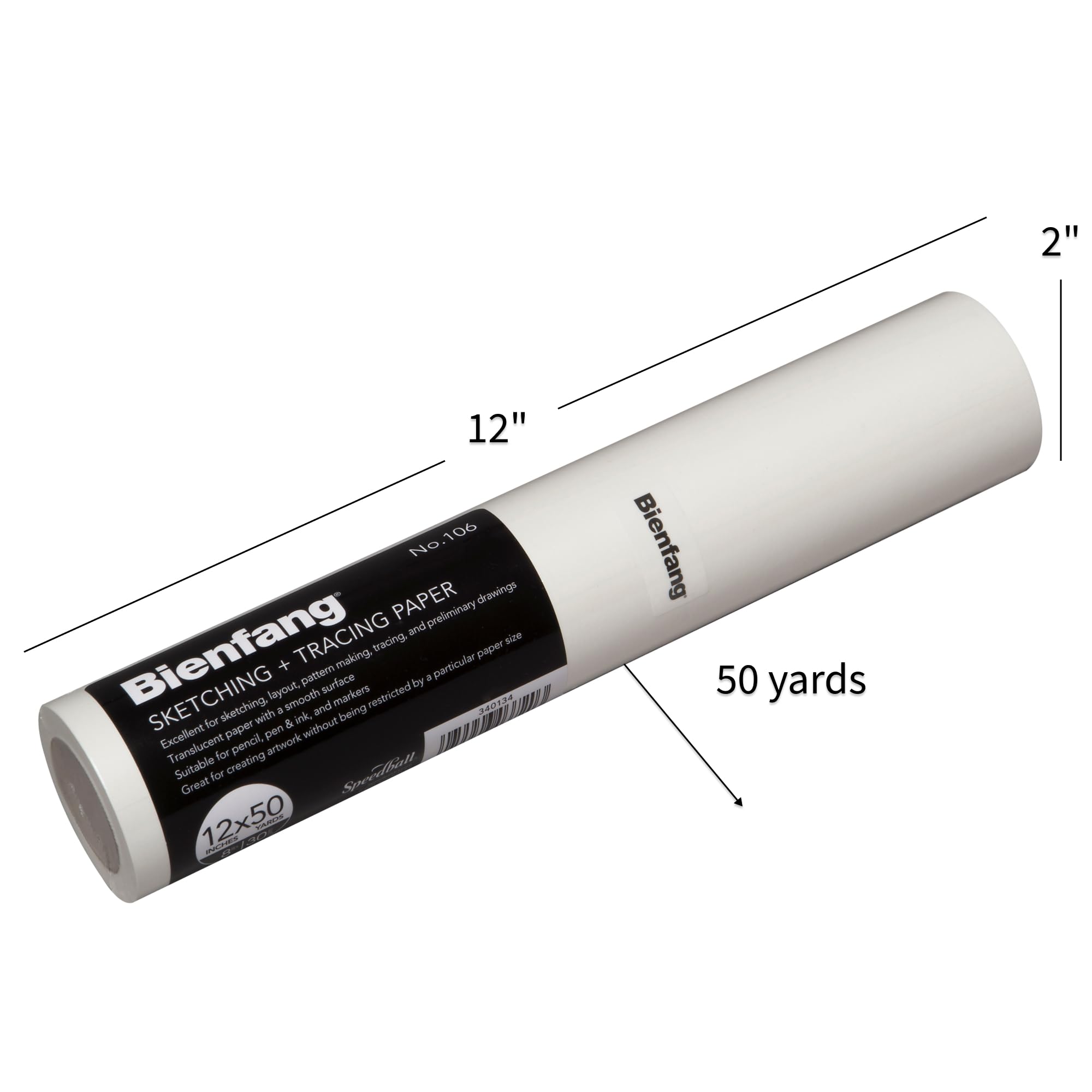 Bienfang Sketching & Tracing Paper Roll, White, 12 Inches x 50 Yards