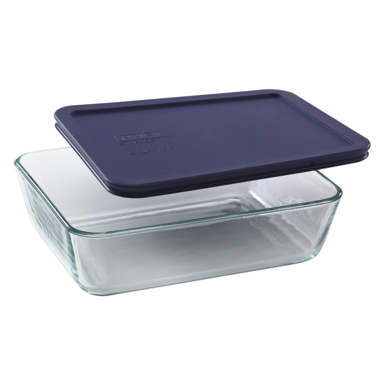 Pyrex Simply Store 6-Cup Rectangular Glass Food Storage Dish,Blue