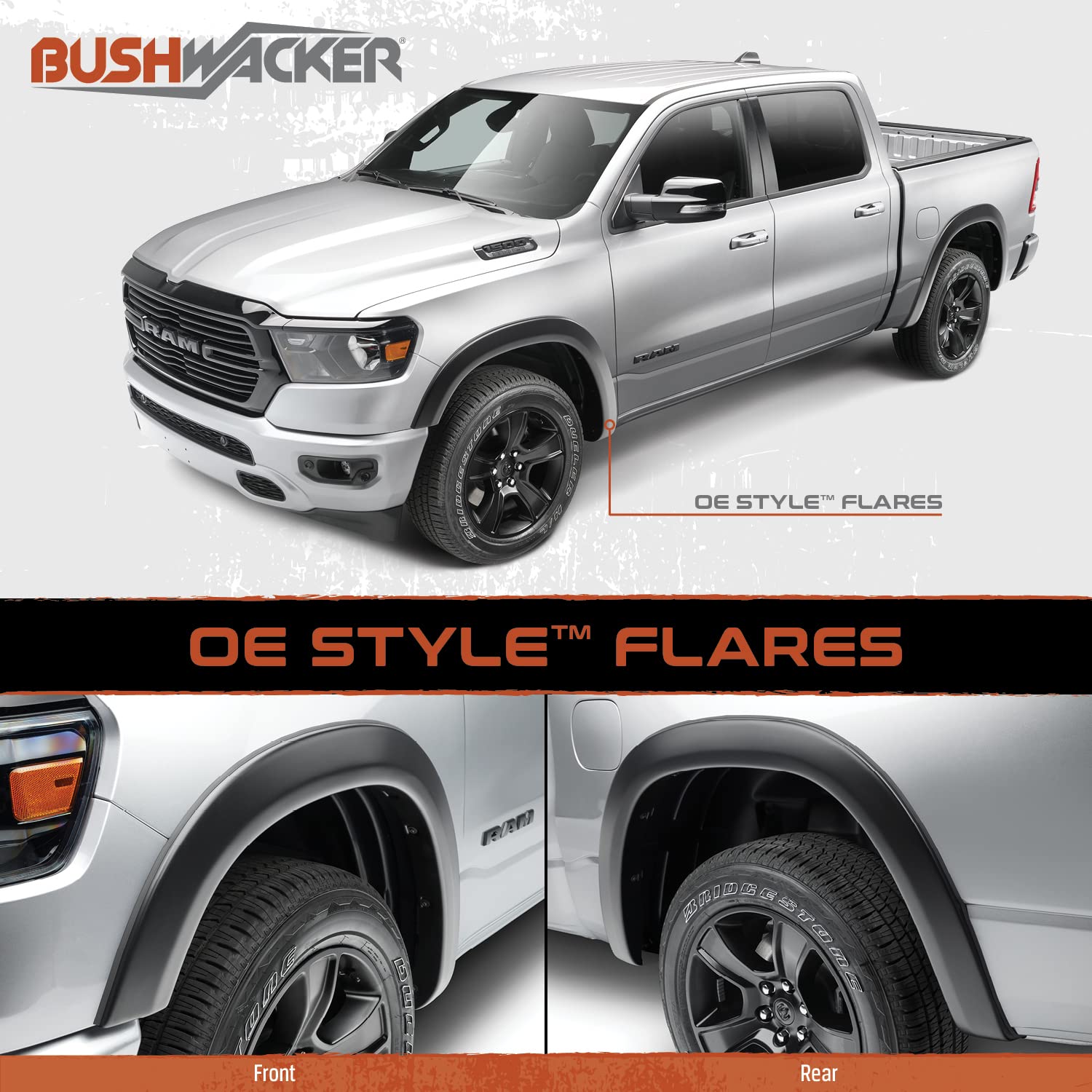 Bushwacker OE Style Factory Front & Rear Fender Flares | 4-Piece Set, Black, Smooth Finish | 21912-02 | Fits 1993-2011 Ford Ranger Styleside (Excludes FX4)