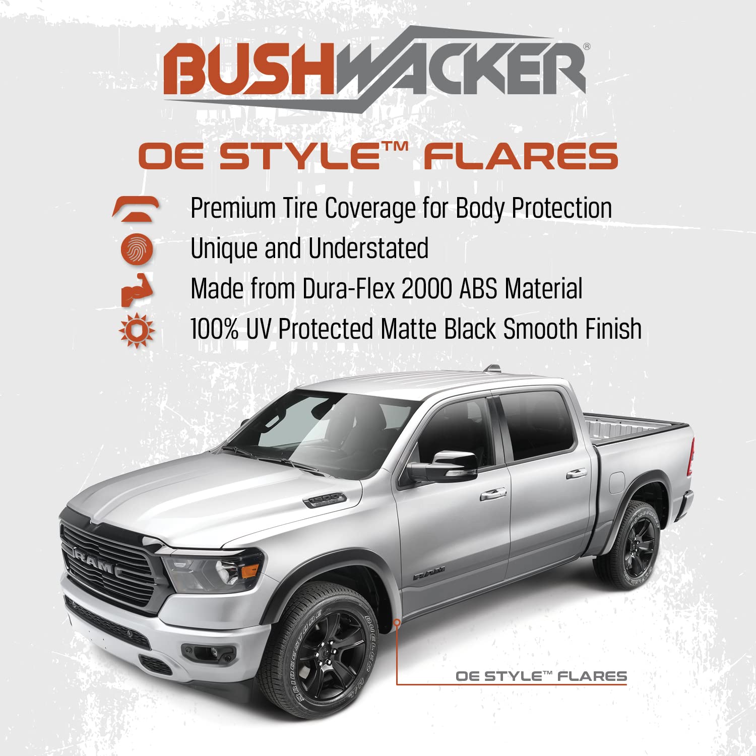 Bushwacker OE Style Factory Front & Rear Fender Flares | 4-Piece Set, Black, Smooth Finish | 21912-02 | Fits 1993-2011 Ford Ranger Styleside (Excludes FX4)