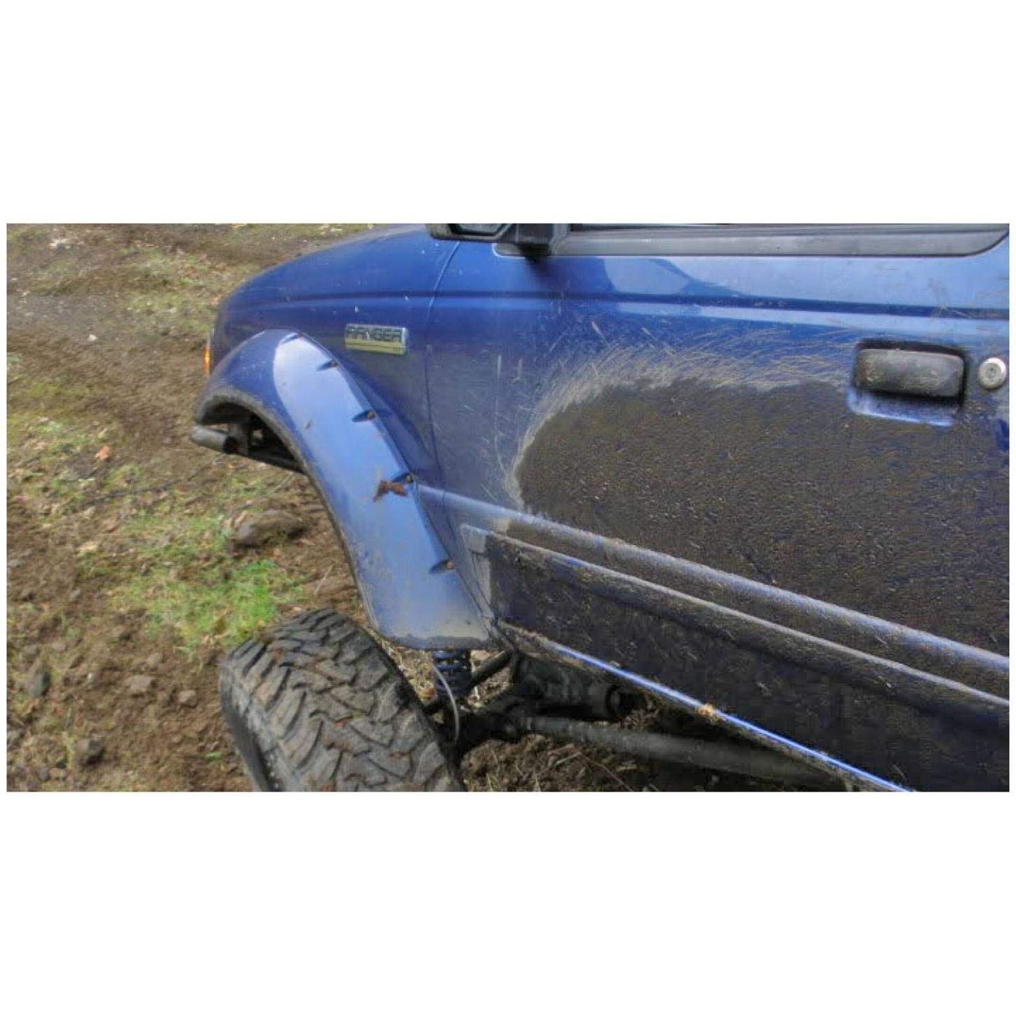 Bushwacker Cutout Pocket/Rivet Style Front Fender Flares | 2-Piece Set, Black, Smooth Finish | 21027-11 | Fits 1993-2011 Ford Ranger Styleside (Excludes FX4)