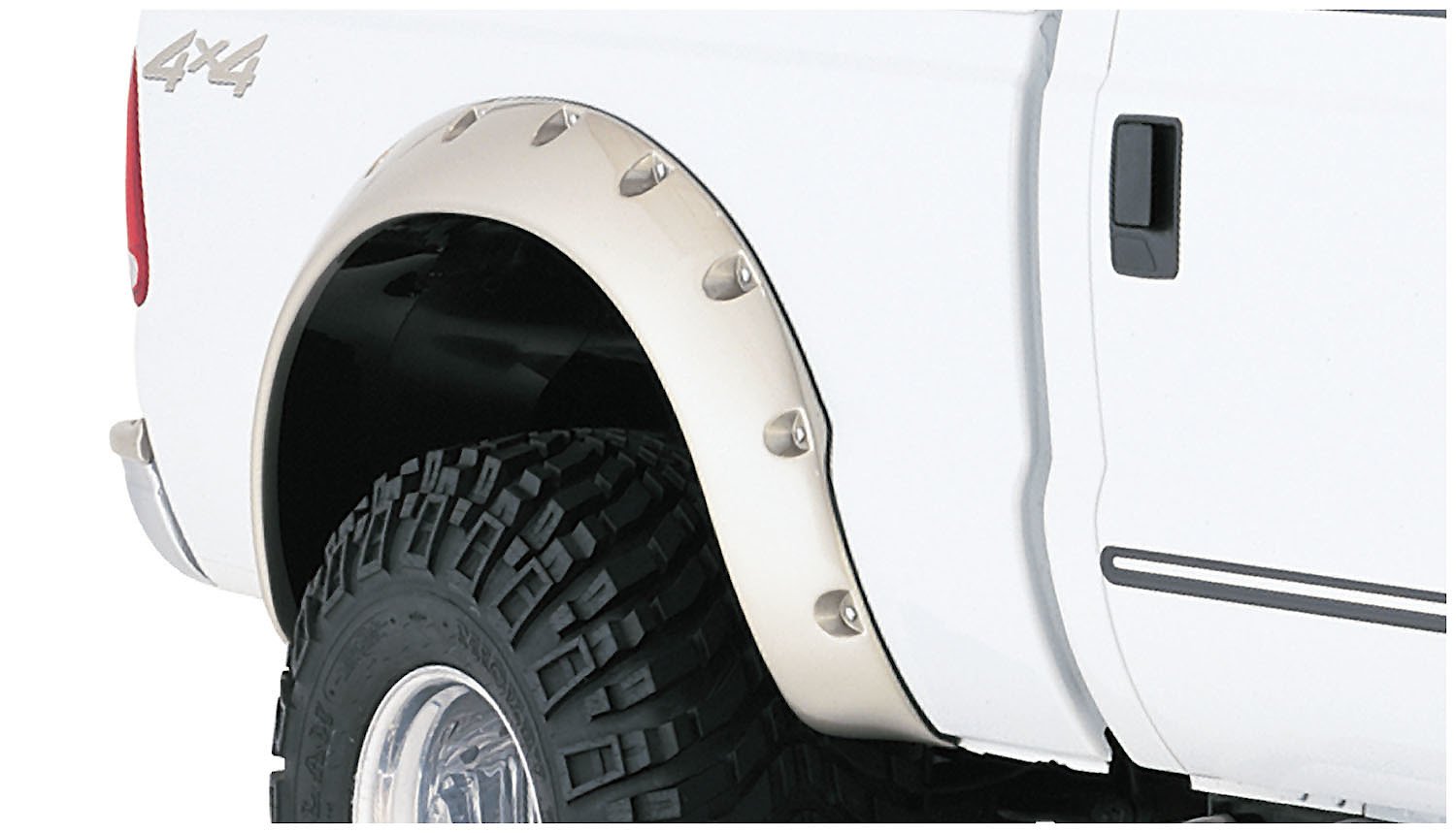Bushwacker Cutout Pocket/Rivet Style Rear Fender Flares | 2-Piece Set, Black, Smooth Finish | 20046-02 | Fits 1999-2010 Ford F-250/F-350 Super Duty Styleside w/ 8.2' Bed (Excludes Dually)
