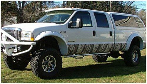 Bushwacker Cutout Pocket/Rivet Style Rear Fender Flares | 2-Piece Set, Black, Smooth Finish | 20046-02 | Fits 1999-2010 Ford F-250/F-350 Super Duty Styleside w/ 8.2' Bed (Excludes Dually)