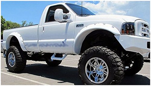 Bushwacker Cutout Pocket/Rivet Style Rear Fender Flares | 2-Piece Set, Black, Smooth Finish | 20046-02 | Fits 1999-2010 Ford F-250/F-350 Super Duty Styleside w/ 8.2' Bed (Excludes Dually)
