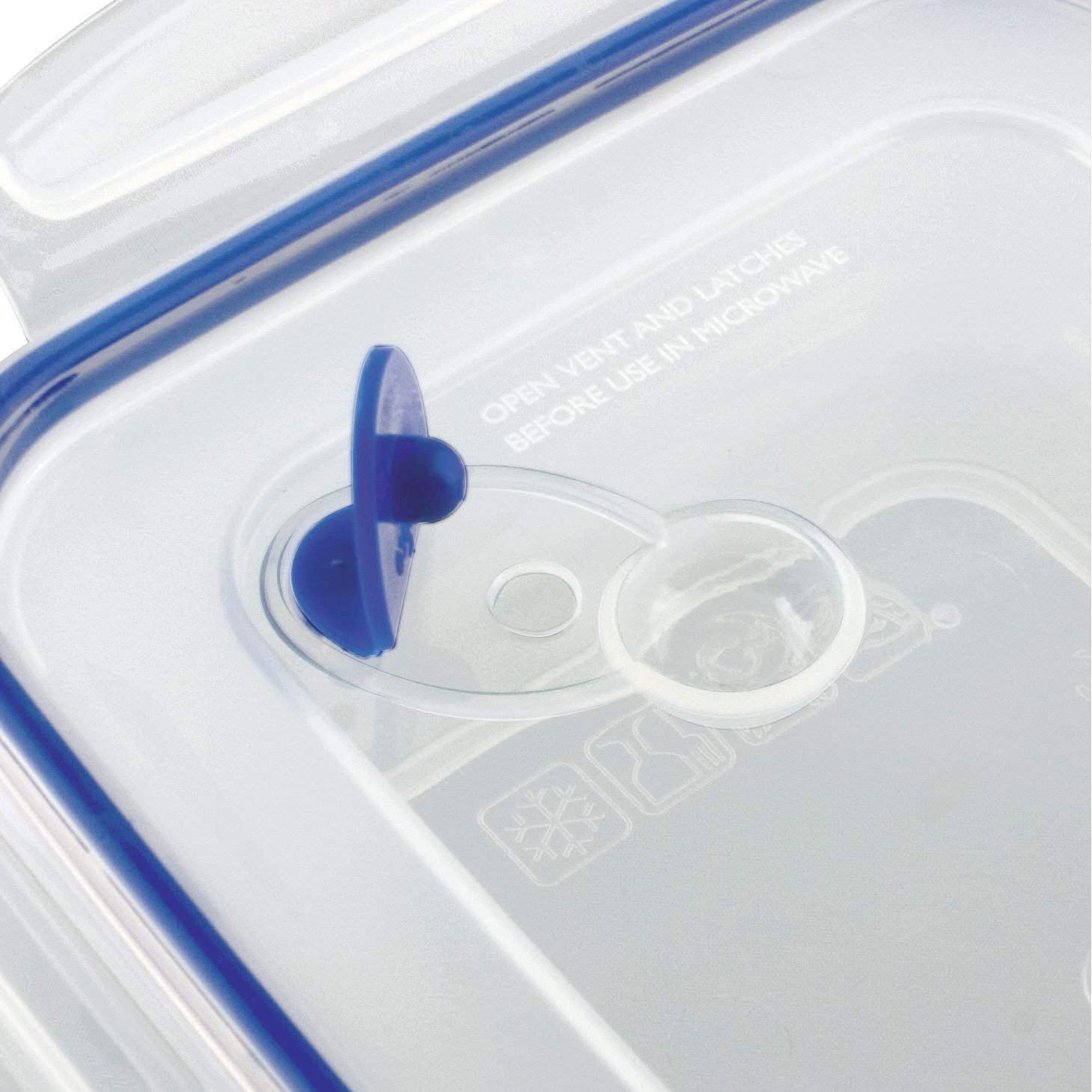 Sterilite 03314706 Ultra Seal 4.0 Cup Square Food Storage Container, Clear and Blue