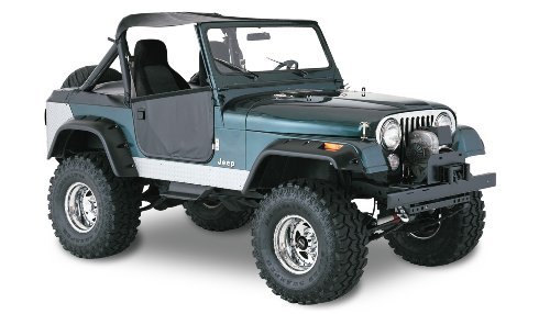 Bushwacker Jeep Cutout Pocket/Rivet Style Front & Rear Fender Flares | 4-Piece Set, Black, Textured Finish | 10910-07 | Fits 1956-1986 Jeep CJ5, CJ5A, CJ6, CJ6A, CJ7, Willys