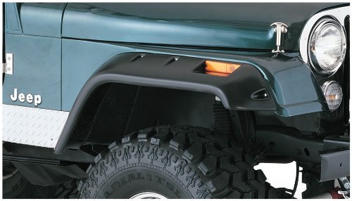 Bushwacker Jeep Cutout Pocket/Rivet Style Front & Rear Fender Flares | 4-Piece Set, Black, Textured Finish | 10910-07 | Fits 1956-1986 Jeep CJ5, CJ5A, CJ6, CJ6A, CJ7, Willys