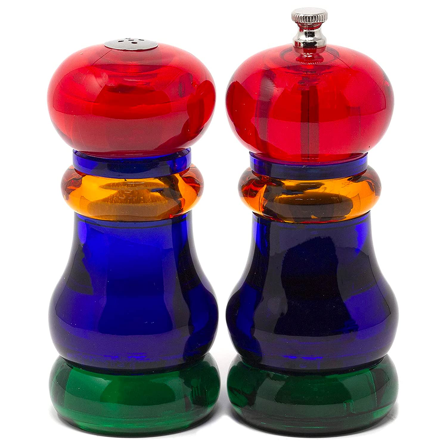 Olde Thompson 5.5" Sunset Fiesta Salt Shaker & Pepper Mill Set, Adjustable Pepper Grinder