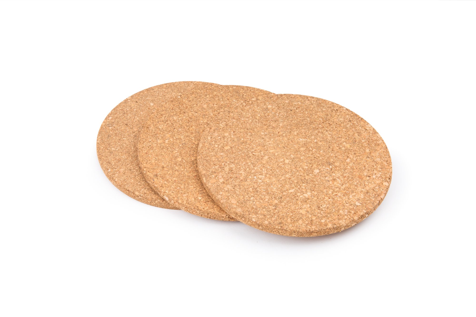 Fox Run Round Cork Trivets Dishes, Pots, Pans and Plants, 7.25" Diameter x 0.5" Thick, Set of 3 Hot Pads,4440