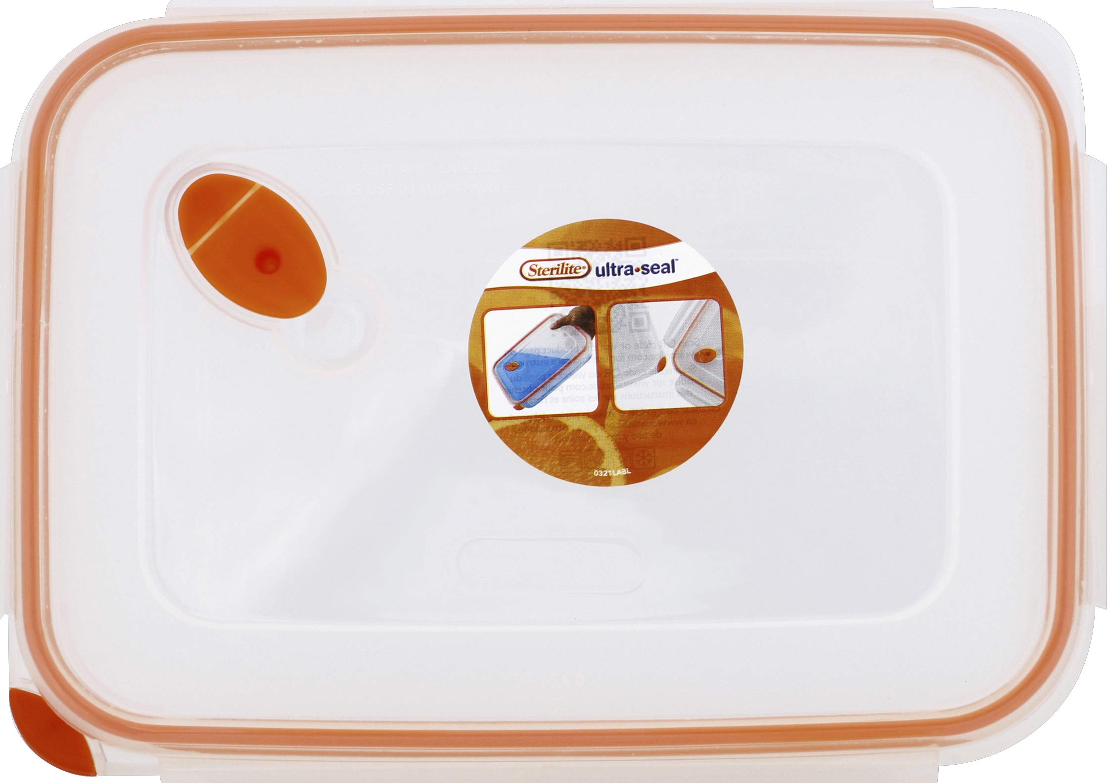 Sterilite 12.0 Cup Rectangle Ultra-Seal Food Storage Container, 6.63", Orange