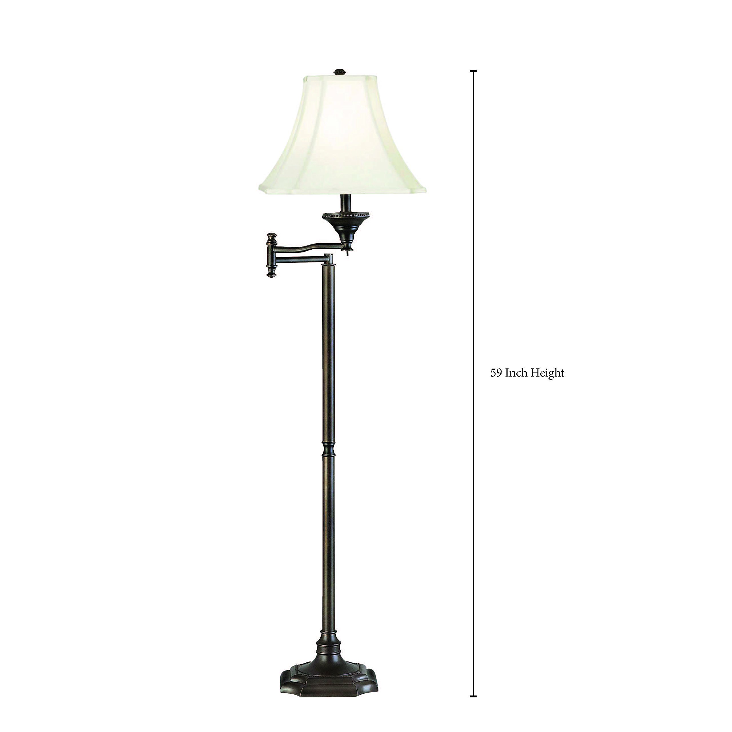 Kenroy Home 33051BBZ Wentworth Swing Arm Floor Lamp with Burnished Bronze Finish, Classic Style, 59.25" Height, 28.25" Width, 20" Depth