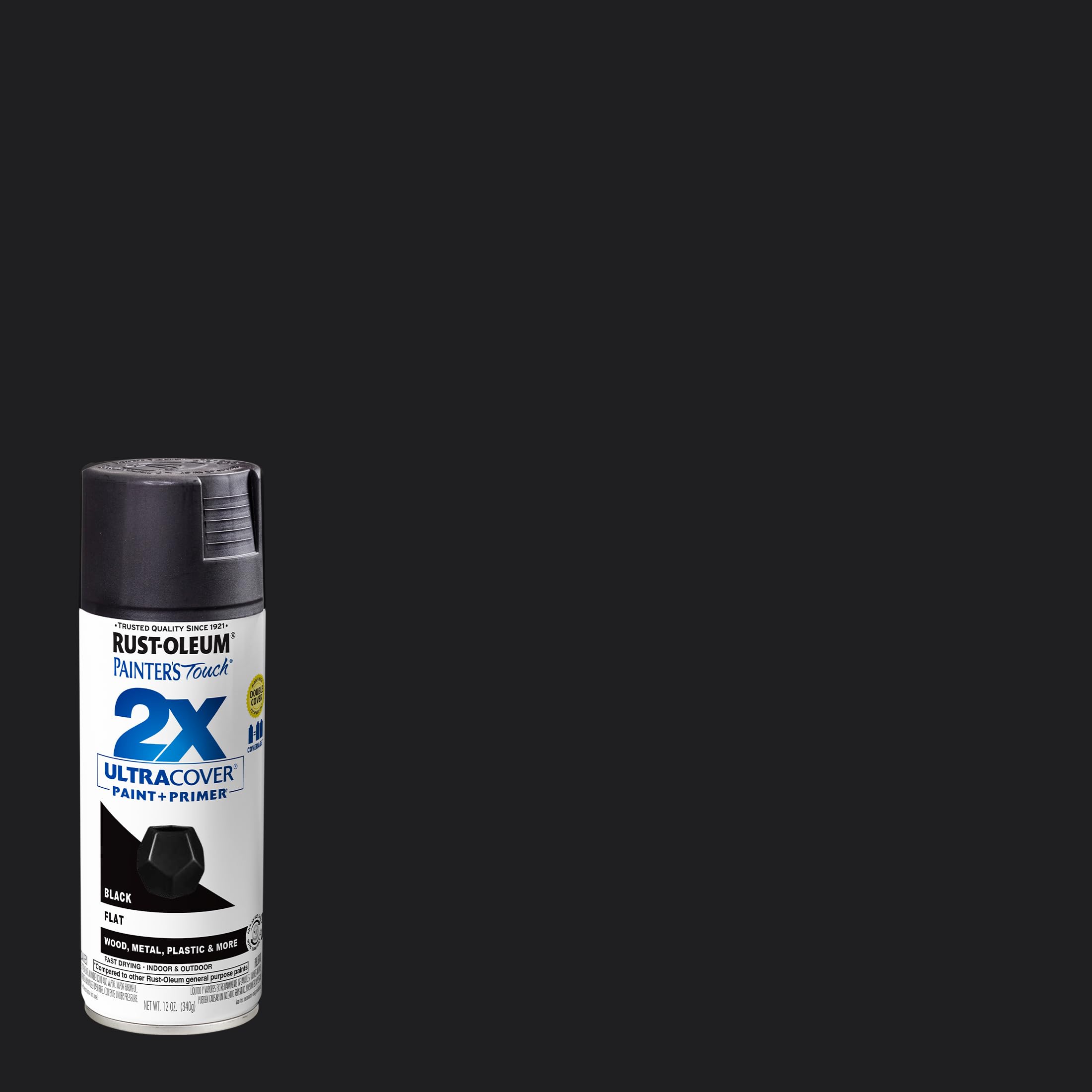 Rust-Oleum 249127 Painter's Touch 2X Ultra Cover, 12 Oz, Flat Black