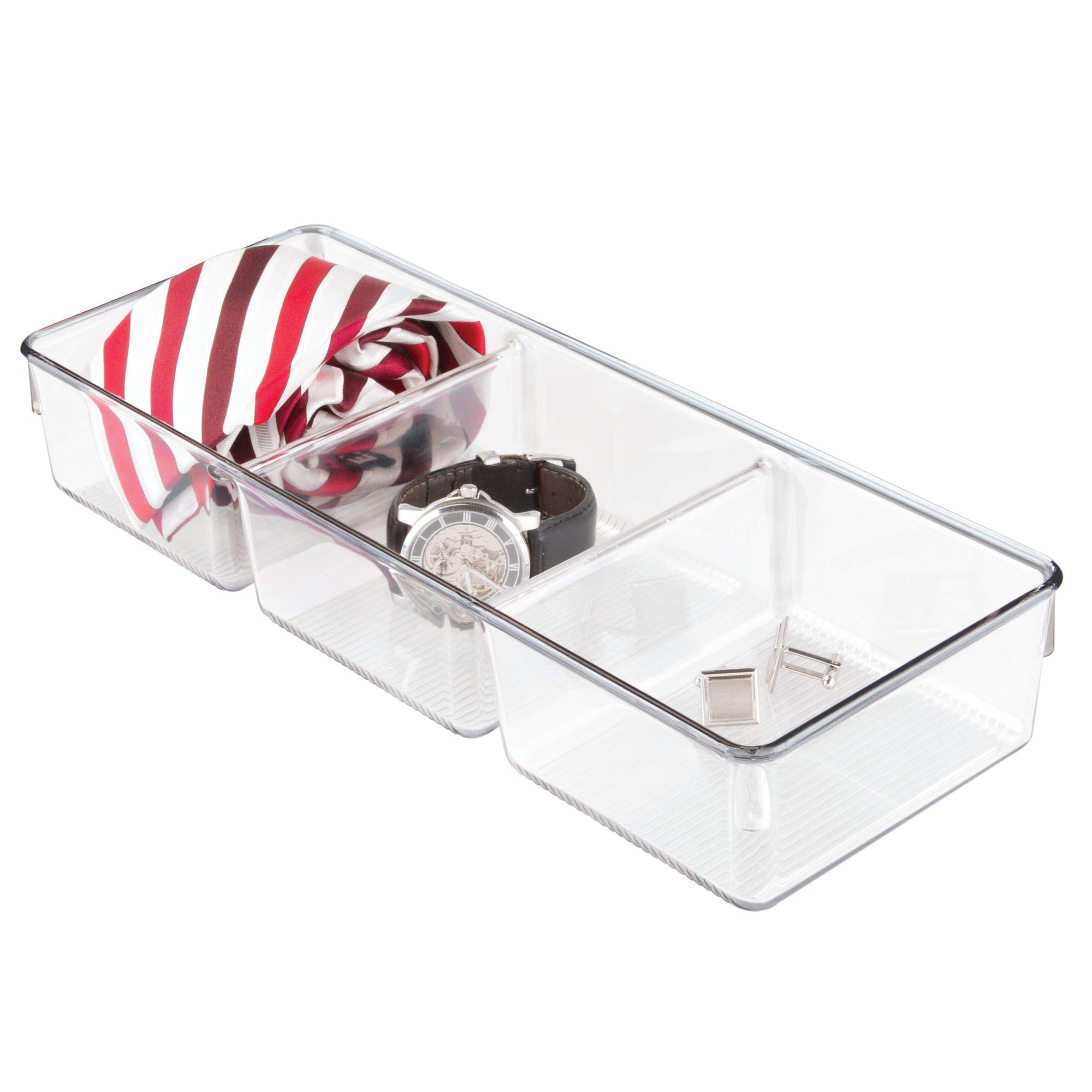 iDesign Linus Plastic Dresser and Vanity Organizer, Storage Bin for Bathroom, Bedroom, Office, Craft Room, Fridge, Freezer, Pantry, 12" x 5" x 3", Clear