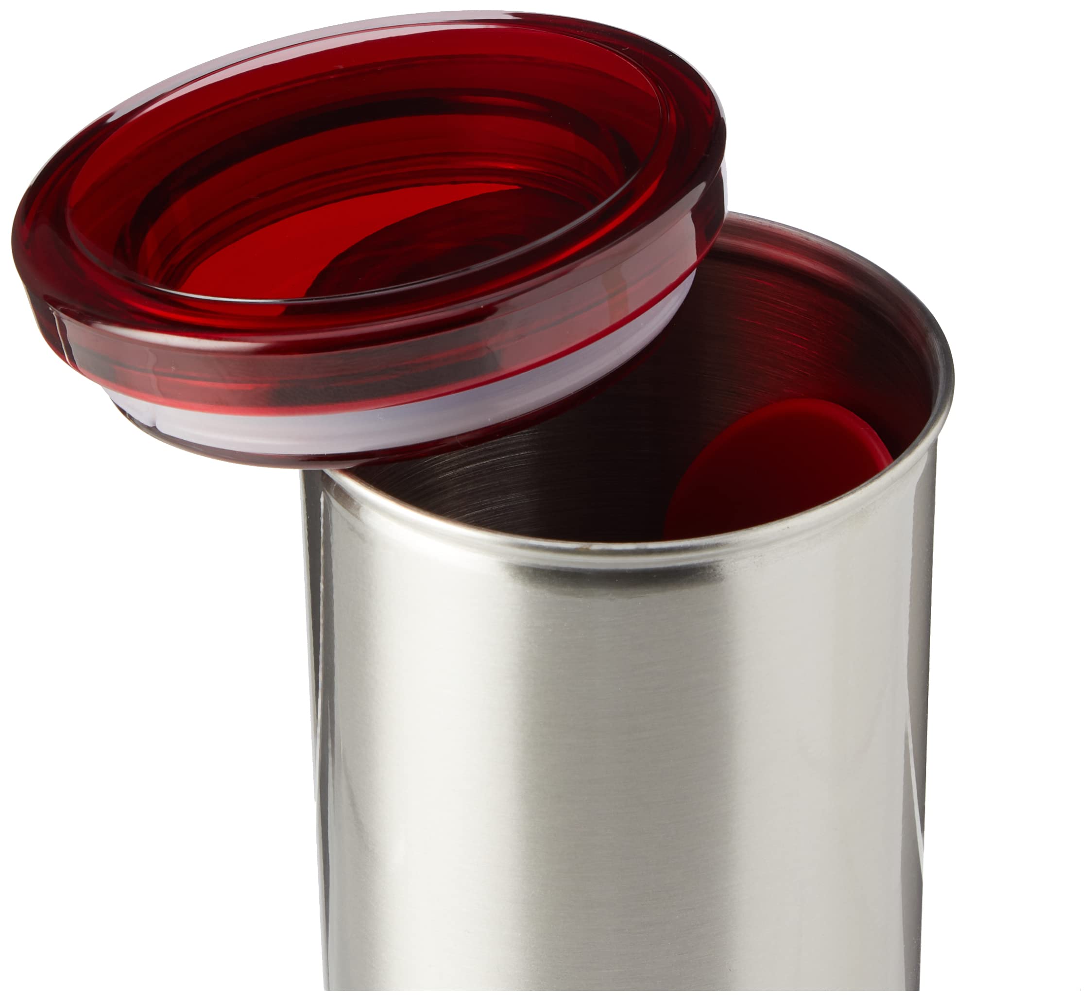Brabantia Senseo Coffee Pod Storage Jar with Senseo Imprint with Matt Steel Fingerprint Proof Red Lid