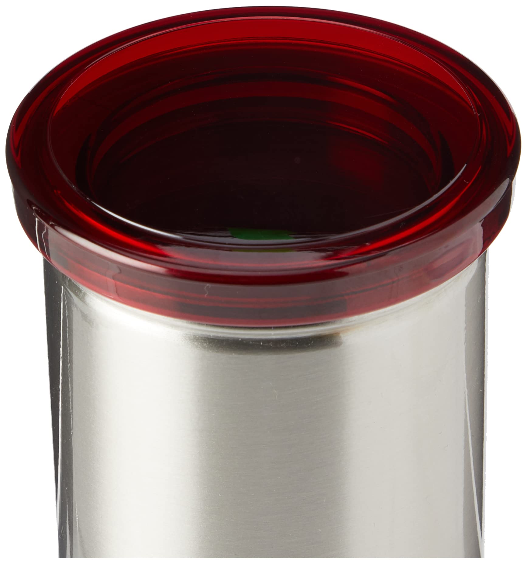 Brabantia Senseo Coffee Pod Storage Jar with Senseo Imprint with Matt Steel Fingerprint Proof Red Lid
