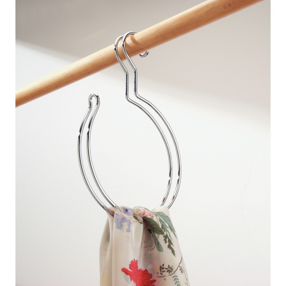 iDesign Classico Over the Rod, Closet Accessory Organizer for Scarves, Pashminas, Handbags - Loop, Chrome , 0.7" x 5.8" x 11.6"