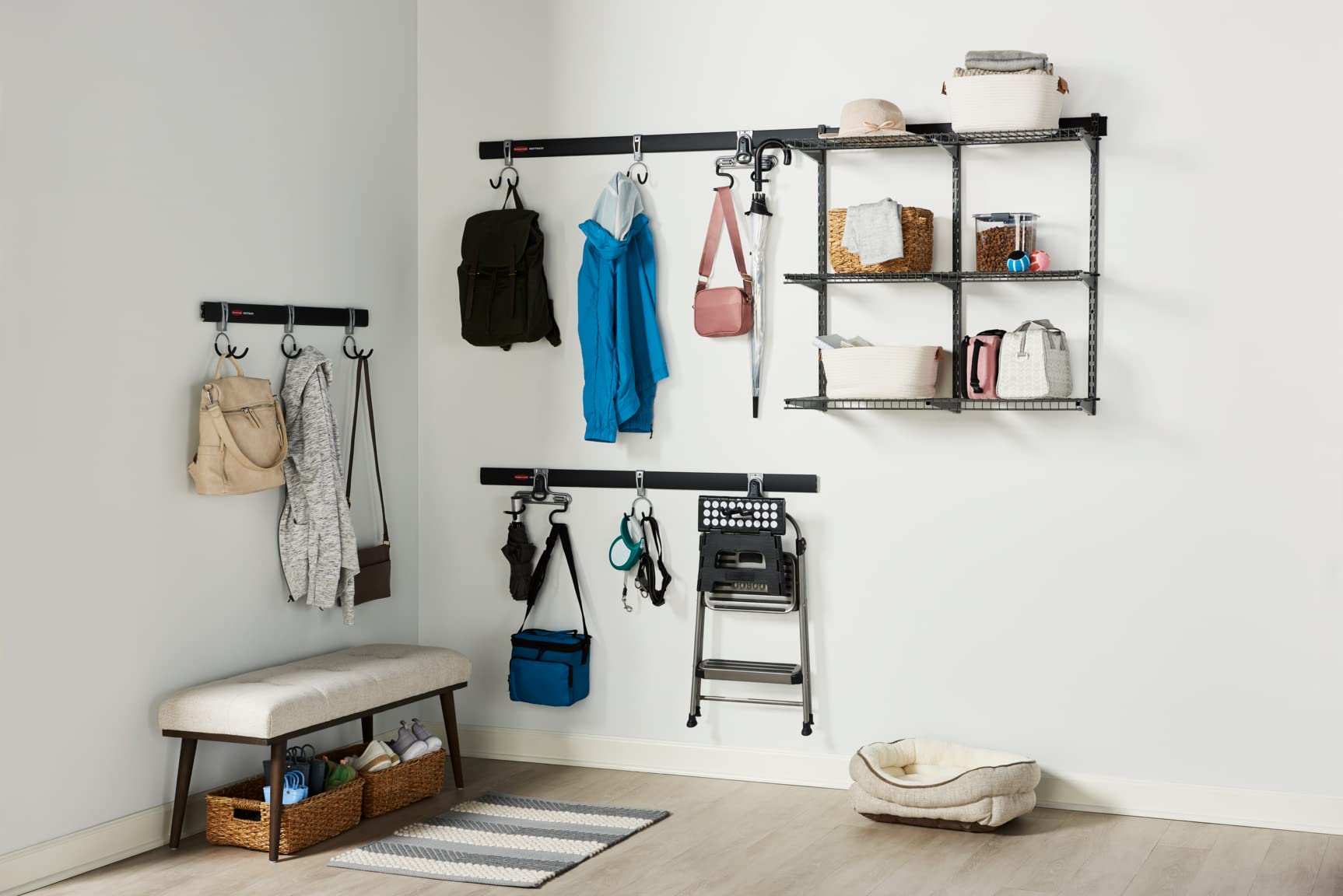 Rubbermaid FastTrack Wall Mounted Storage and Organization System Rail for Home and Garage, Horizontal 48", Holds up to 1,750 pounds, Black, Perfect for Yard Tools/Sports Equipment/Ladders