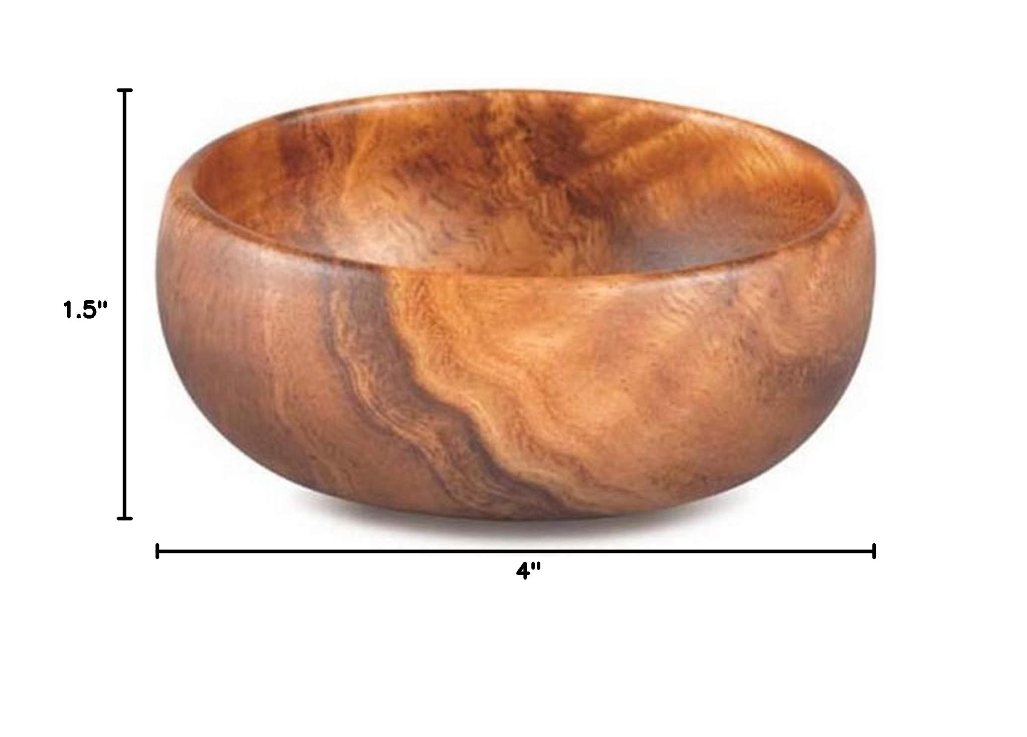 Pacific Merchants Trading Acaciaware Round Calabash Bowl, 4-Inch by 1.5-Inch