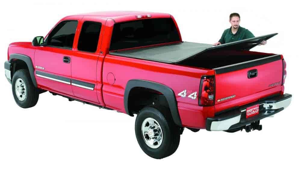 Lund Genesis Tri-Fold Soft Folding Truck Bed Tonneau Cover | 95093 | Fits 2007 - 2013 Chevy/GMC Silverado/Sierra 6' 7" Bed (78.7")