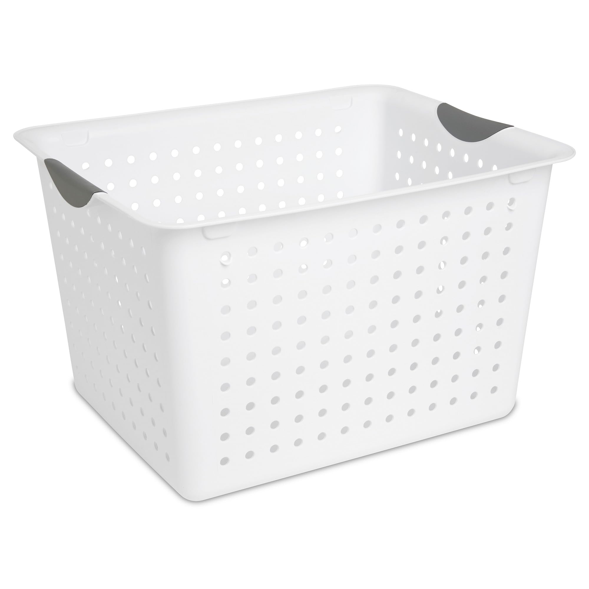 Sterilite 16288006 Deep Ultra Basket, White Basket w/ Titanium Inserts, 6-Pack