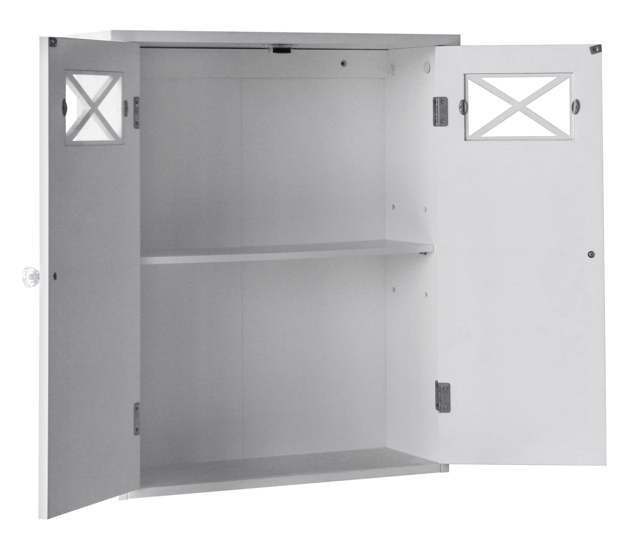Elegant Home Fashions Dawson Removable Wooden Wall Cabinet with Cross Molding and 2 Doors, White