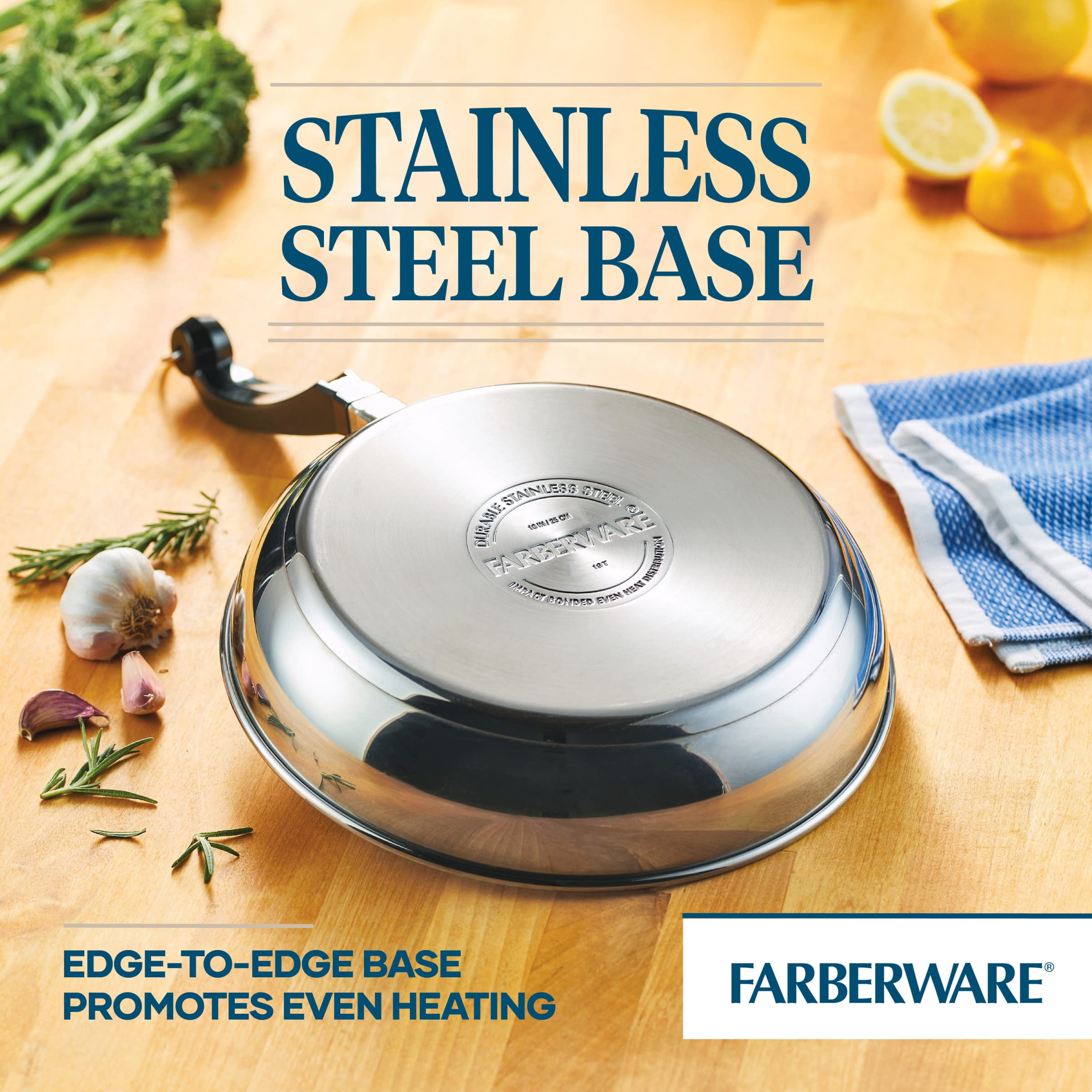 Farberware Classic Stainless Steel Frying Pan Set / Fry Pan Set / Stainless Steel Skillet Set - 8.25 Inch and 10 Inch, Silver