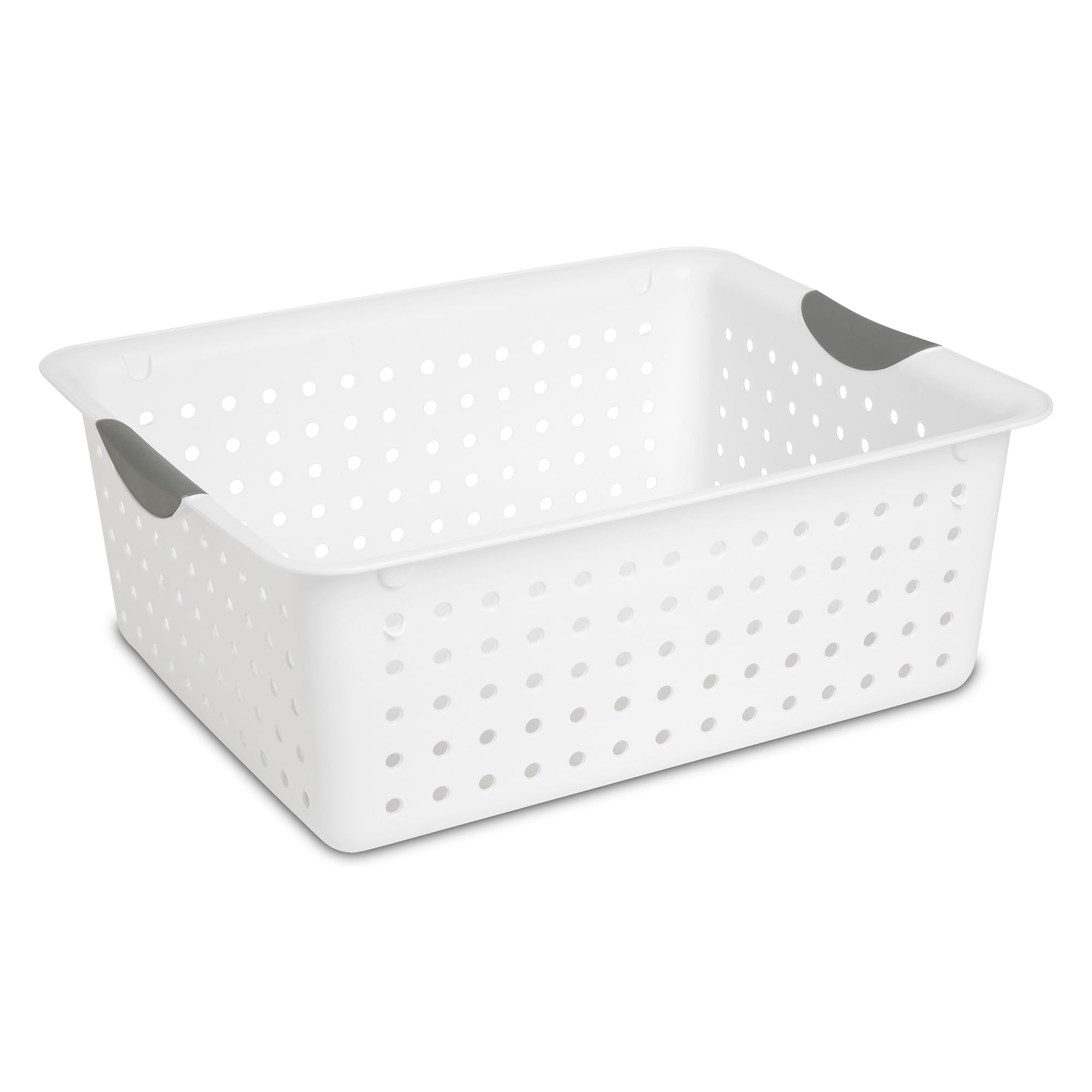 Sterilite 16268006 Large Ultra Basket, White Basket w/ Titanium Inserts, 6-Pack