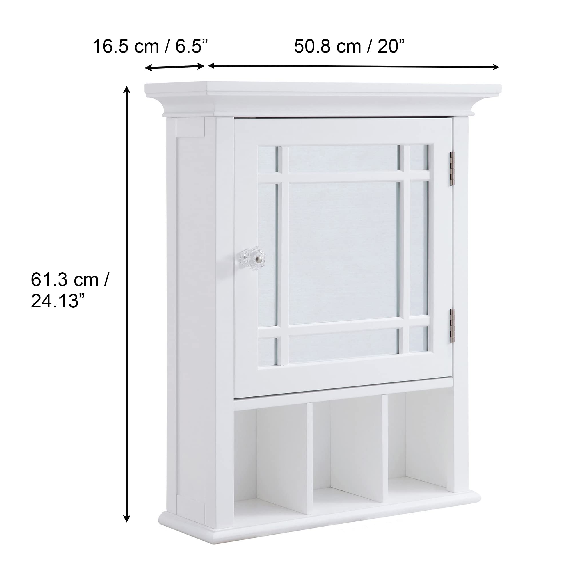 Elegant Home Fashions Neal Removable Wooden Medicine Cabinet with Mirrored Door, White