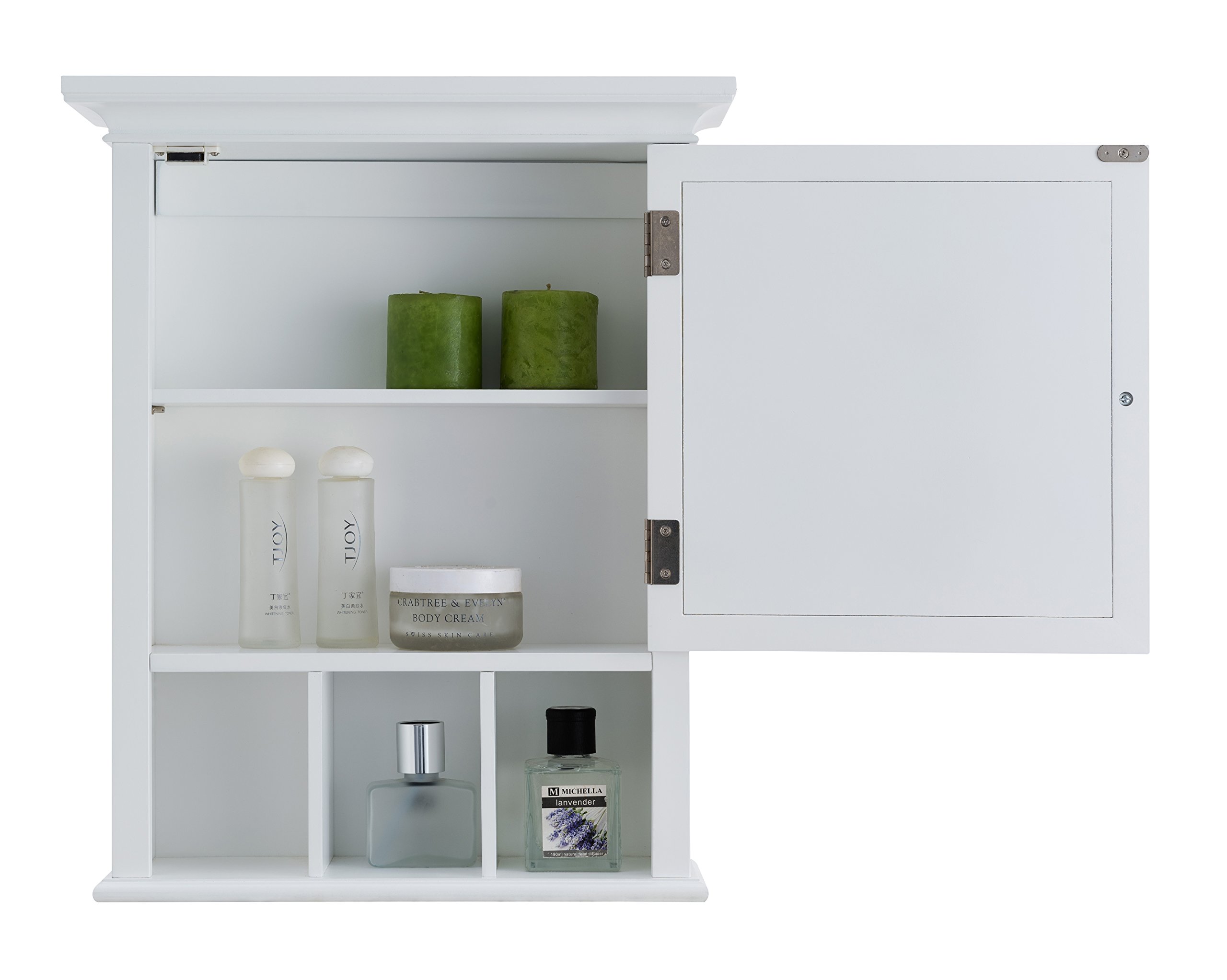 Elegant Home Fashions Neal Removable Wooden Medicine Cabinet with Mirrored Door, White