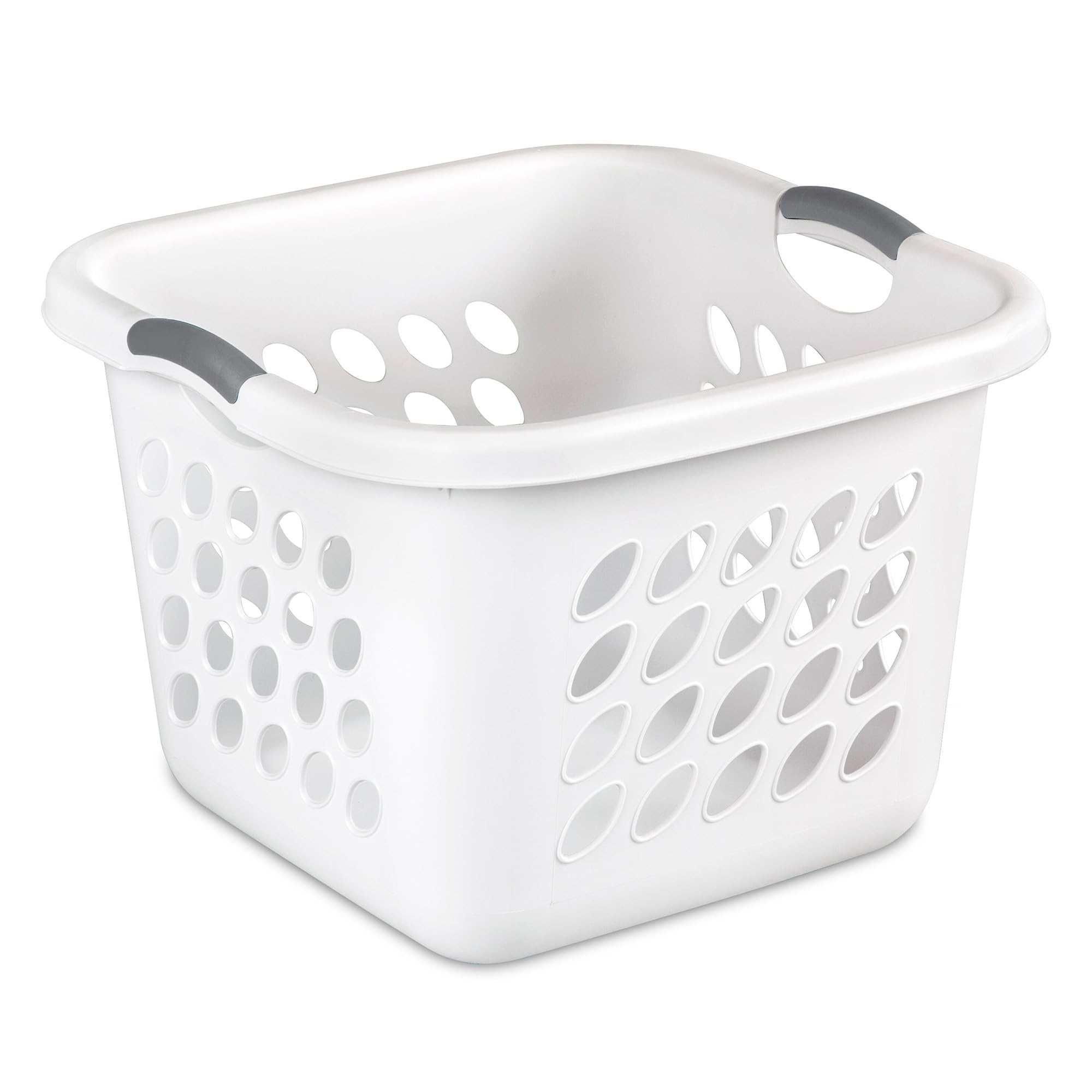 Sterilite 12178006 1.5 Bushel/53 Liter Ultra Square Laundry Basket, White Basket w/ Titanium Inserts, Pack of 6