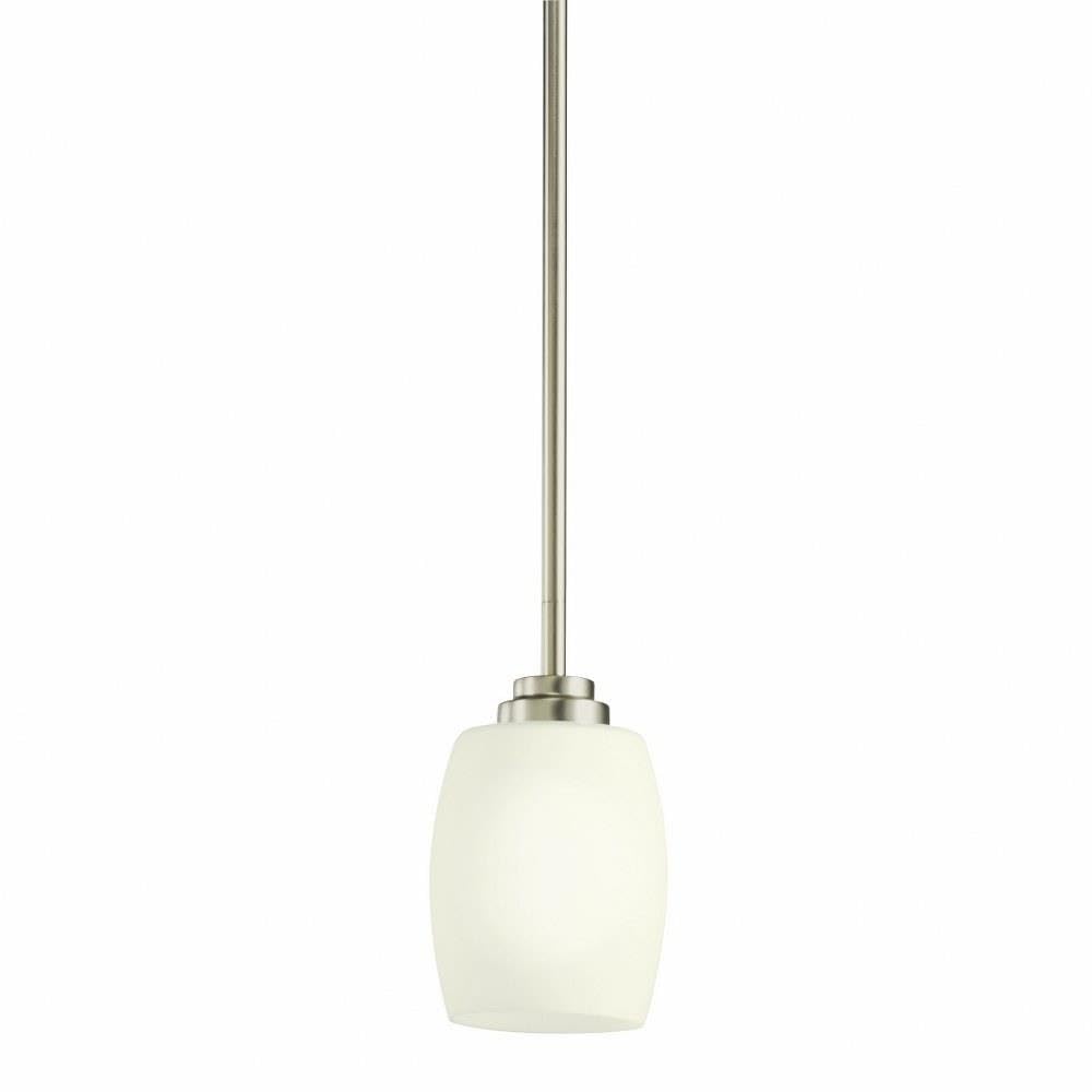 Kichler Eileen 8" 1 Light Mini Pendant with Satin Etched Cased Opal Glass in Brushed Nickel