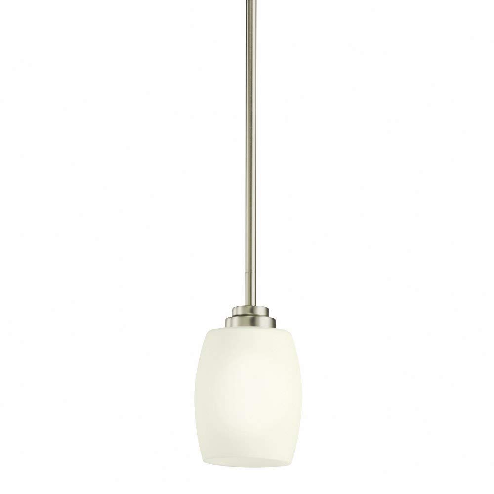 Kichler Eileen 8" 1 Light Mini Pendant with Satin Etched Cased Opal Glass in Brushed Nickel