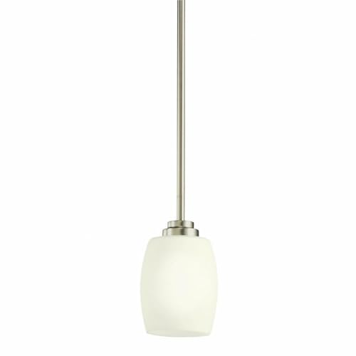 Kichler Eileen 8" 1 Light Mini Pendant with Satin Etched Cased Opal Glass in Brushed Nickel