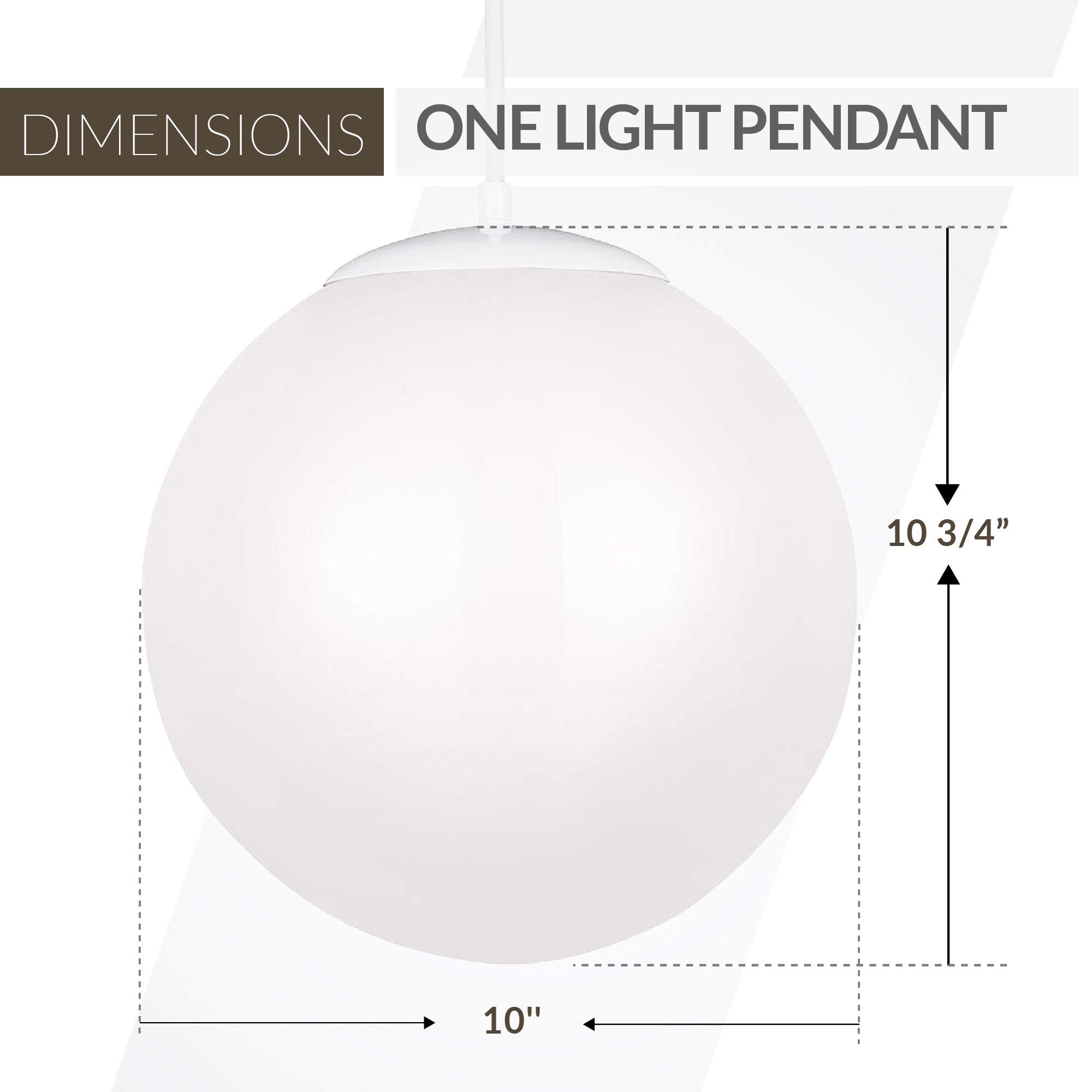 Sea Gull Lighting 6020-15 Leo Globe Pendant Hanging Modern Fixture, One - Light, White